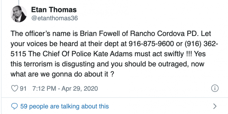 Brian Fowell Rancho Cordova cop punches Elijah Tufono black teen video