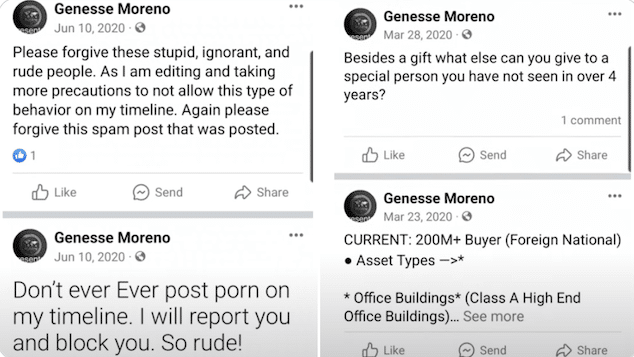 Genesse Moreno Facebook, Instagram BuildingWealthNC accounts