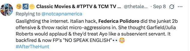 Federica Polidoro blames cyberbulling for ignoring black actress Ayo ...