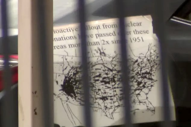 Joshua Jahn car had poster stuck to it showing radioactive fallout