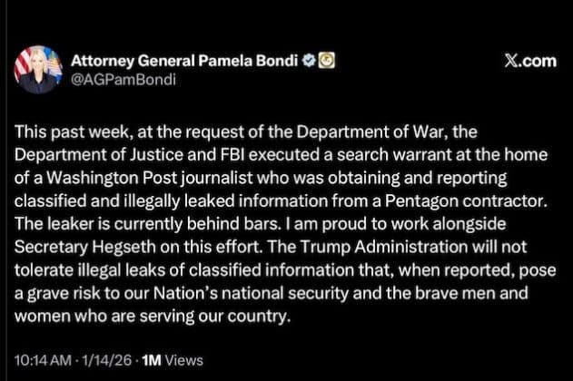 WAPO reporter home search by Trump admin leads to press freedom fears